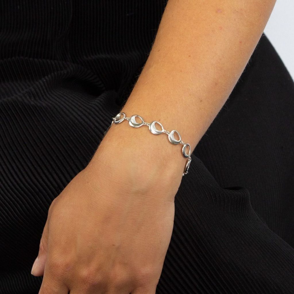 Fiorelli Sculptured Organic Pave Set Silver Bracelet - David Moss Jeweller