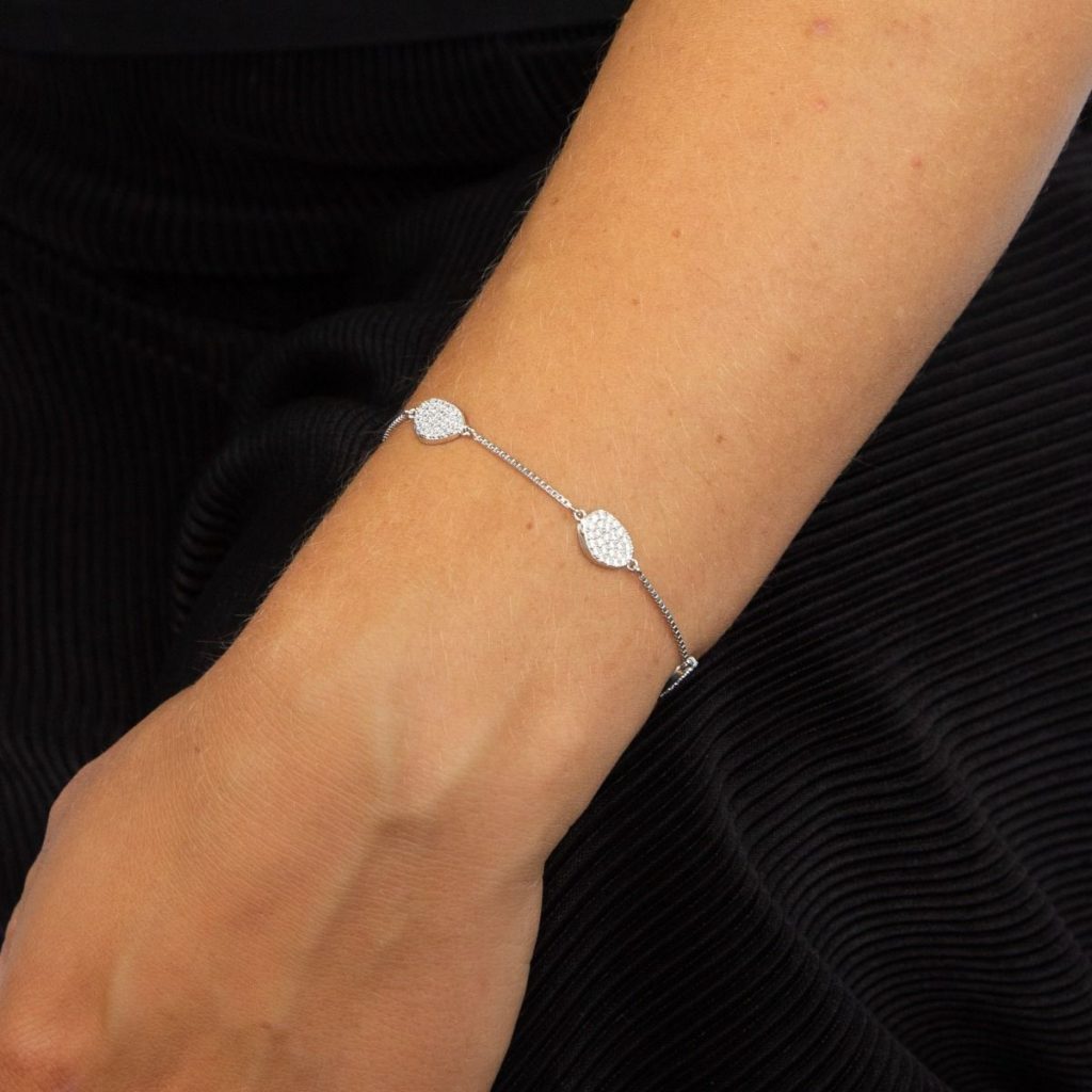Fiorelli Organic Pave Set Silver Disc Bracelet - David Moss Jeweller
